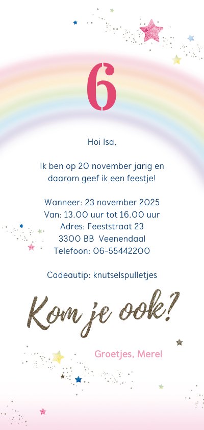 Kinderfeestje uitnodiging unicorn met bloemen | Kaartje2go