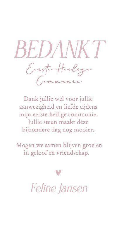 Klassieke bedankkaart roze waterverf met kader | Kaartje2go