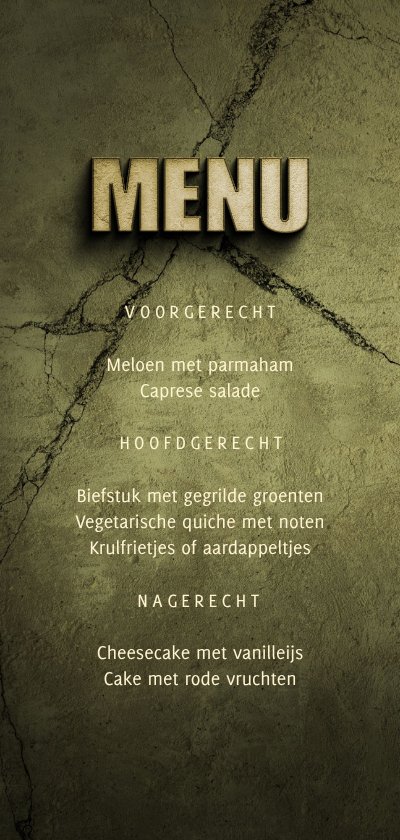 Menukaart vormsel stoer filmposter donkergroen | Kaartje2go