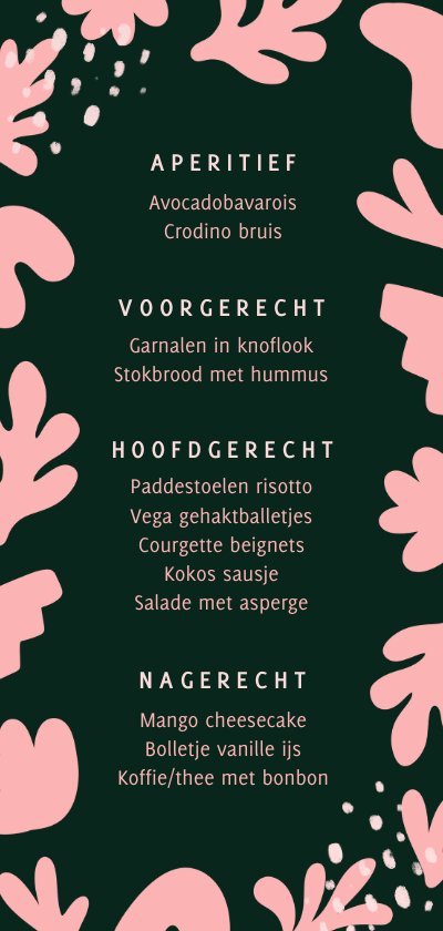 Moderne kunstzinnig menukaart met vormen groen | Kaartje2go