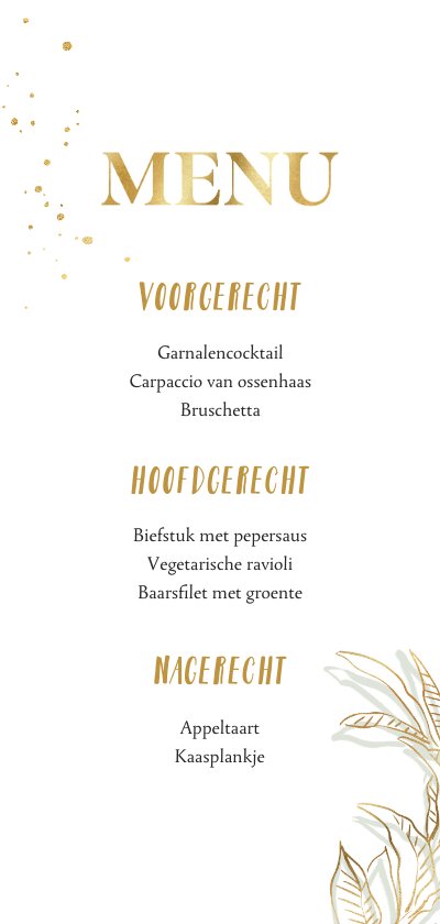 Stijlvol moderne menukaart botanisch watercolor | Kaartje2go