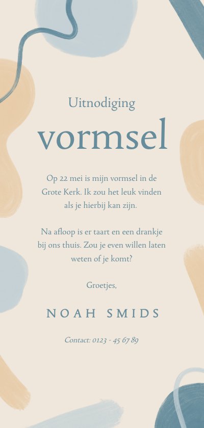 Trendy vormsel uitnodiging met geschilderde | Kaartje2go