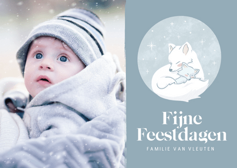 Schattige kerstkaart met poolvosje en baby in | Kaartje2go