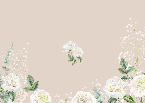 Trouwkaart bedankt witte rozen met koperfolie | Kaartje2go