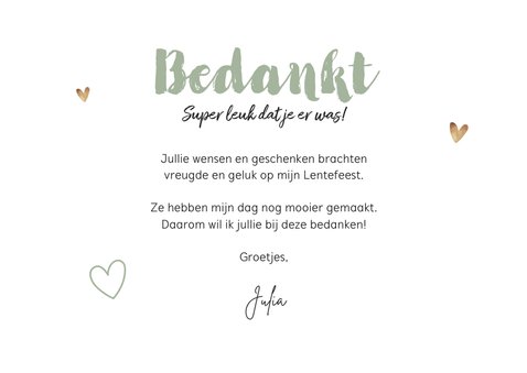 Bedankkaart lentefeest communie fotoslinger | Kaartje2go