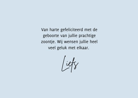 Blauw typografisch felicitatiekaartje geboorte | Kaartje2go