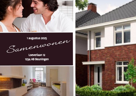 Collage samenwonen 3 foto's - Verhuiskaarten | Kaartje2go