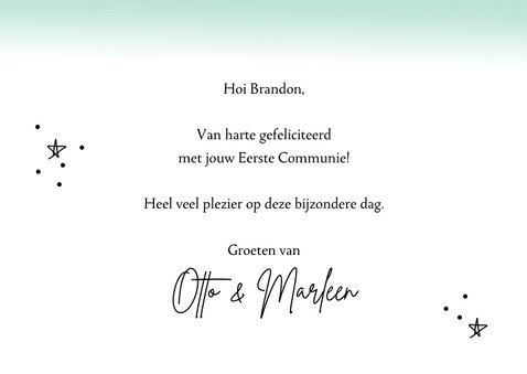 Felicitatiekaart Eerste Communie dip dye | Kaartje2go