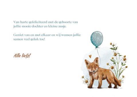 Felicitatiekaart geboorte jongen met vosjes en | Kaartje2go