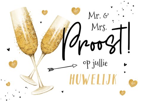 Felicitatiekaart proost champagne huwelijk | Kaartje2go