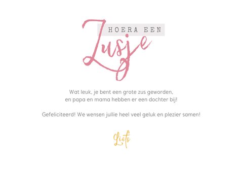 Felicitatiekaartje geboorte meisje zusje | Kaartje2go