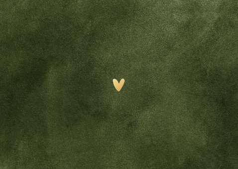 Geboortekaartje velvet groen natuurlijk hartje | Kaartje2go