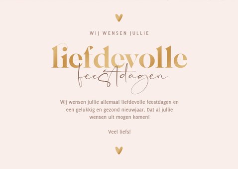 Kerstkaart liefdevolle feestdagen zachtroze met | Kaartje2go