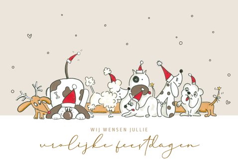 Kerstkaart vrolijke honden bende met | Kaartje2go