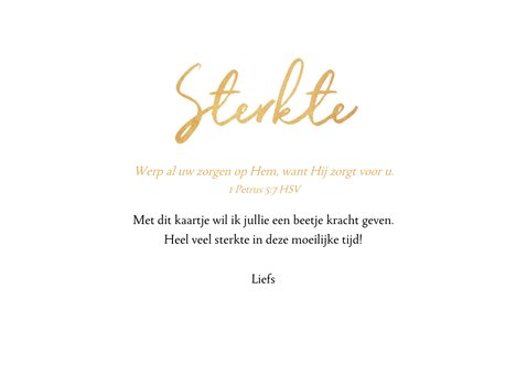 Sterkte kaart bloemen hartjes goud christelijk | Kaartje2go