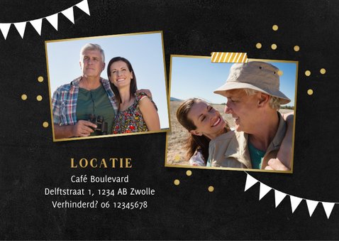 Uitnodiging samen 100 VIP ticket krijtbord goud | Kaartje2go