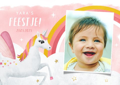 Uitnodiging verjaardag kind met eenhoorn en | Kaartje2go