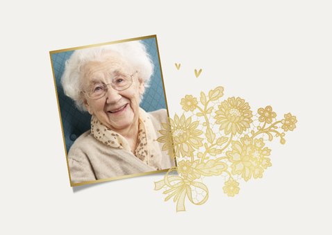 Uitnodiging vintage verjaardagsfeest kant goud | Kaartje2go