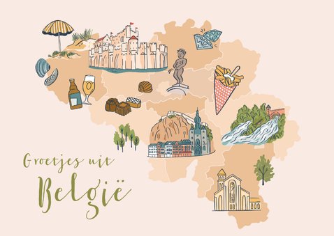 Vakantiekaart groetjes uit België landkaart met | Kaartje2go