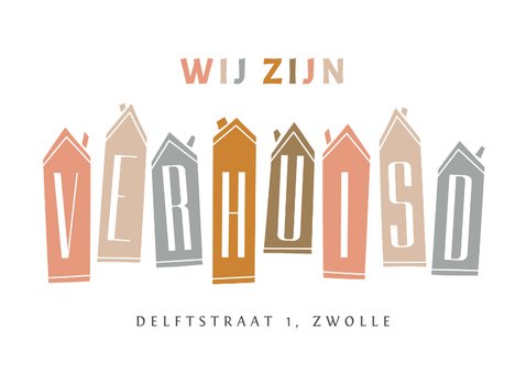 Verhuiskaart huisjes verhuisd modern | Kaartje2go