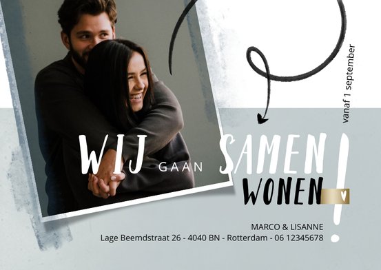 Samenwonen kaart | Verhuiskaarten: vier jullie nieuwe stek