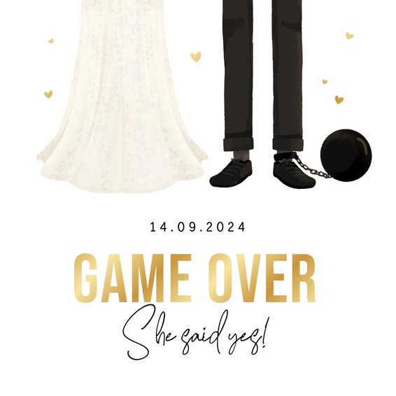 Grappige trouwkaart cartoon humor uitnodiging | Kaartje2go