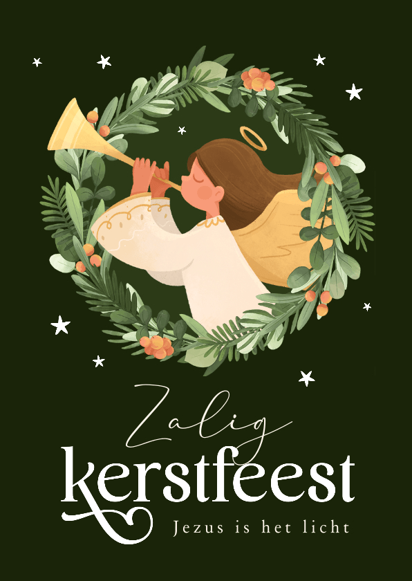 Christelijke kerstkaart zalig kerstfeest engel | Kaartje2go