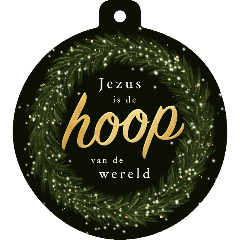 Kerstkaart krans lichtjes christelijk Jezus | Kaartje2go