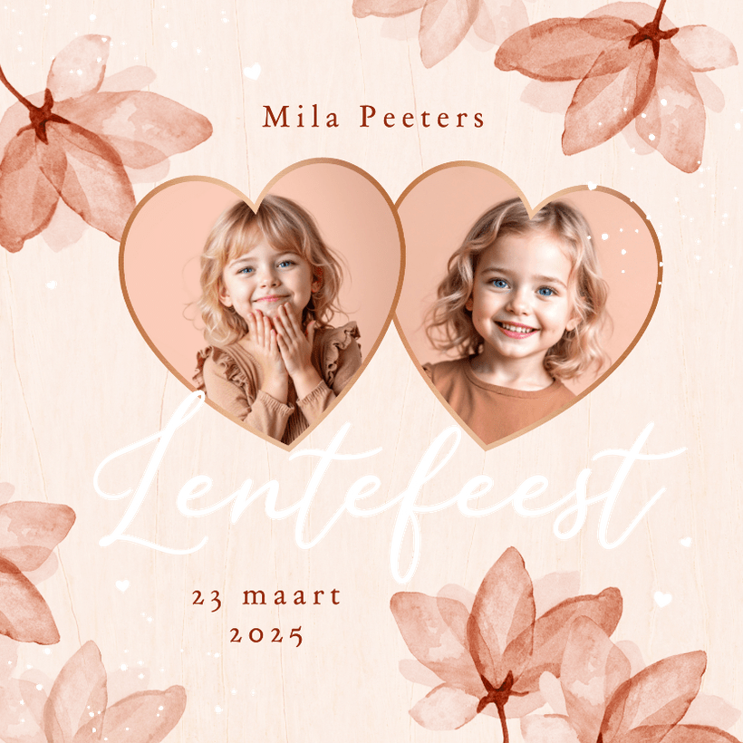 Lentefeest uitnodiging lente bloemen hout | Kaartje2go