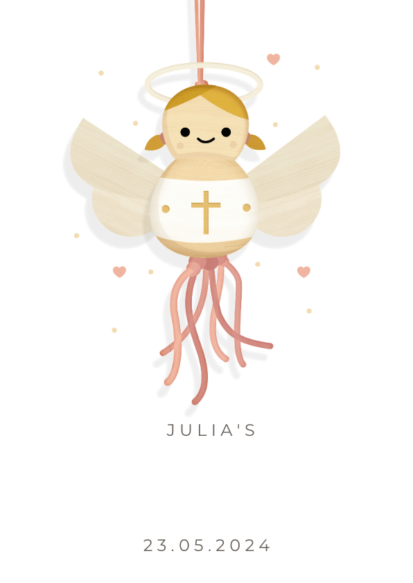 Lieve uitnodiging doop meisje gelukspoppetje | Kaartje2go