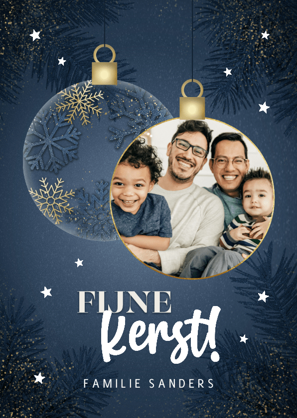 Moderne kerstkaart kerstbal takken | Kaartje2go