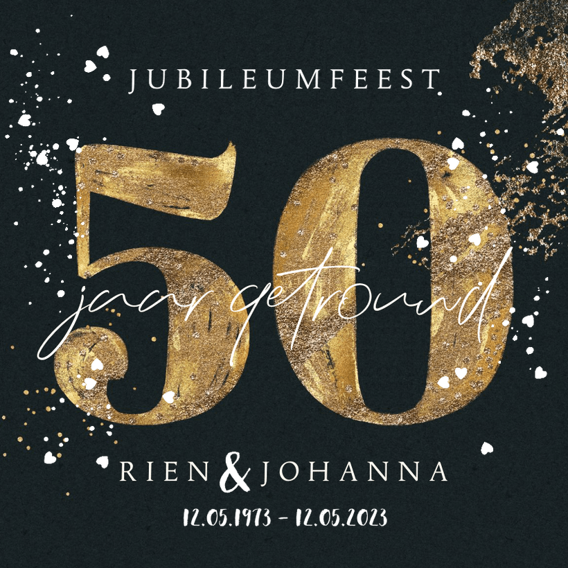 Stijlvolle uitnodiging jubileum 50 jaar goud | Kaartje2go