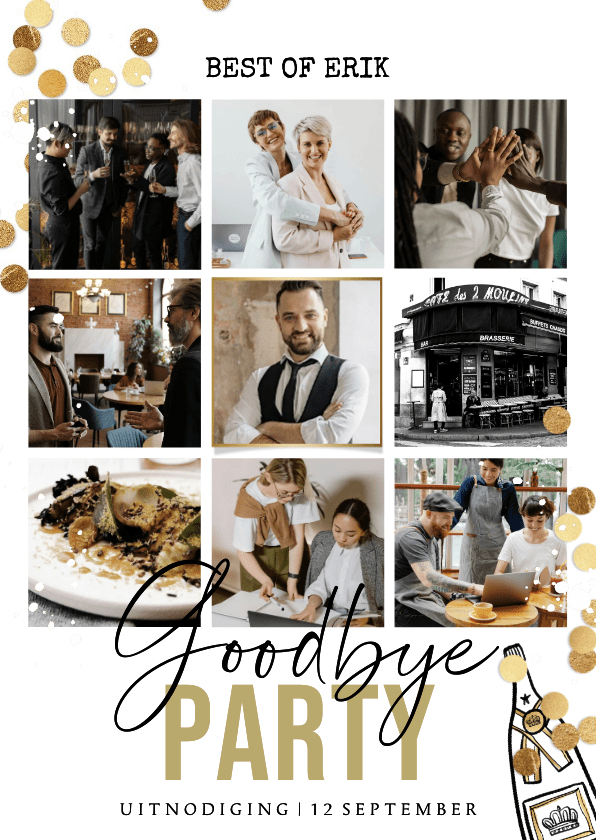 Trendy uitnodigingskaart afscheid collega | Kaartje2go