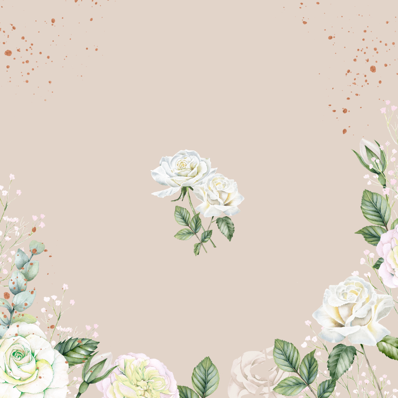 Trouwkaart botanische witte rozen | Kaartje2go