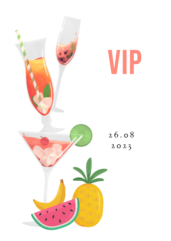 Uitnodiging VIP cocktail party zomerfeest fruit | Kaartje2go
