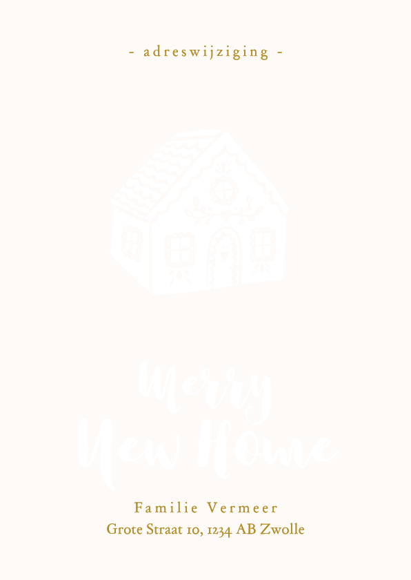 Verhuiskaart met gouden koekhuisje | Kaartje2go