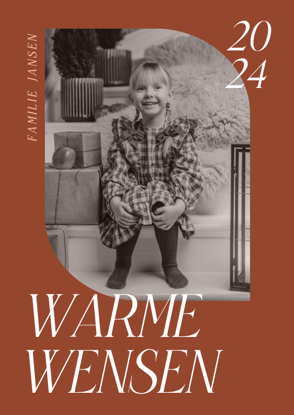 Warme terracotta kerstkaartjes met eigen foto | Kaartje2go