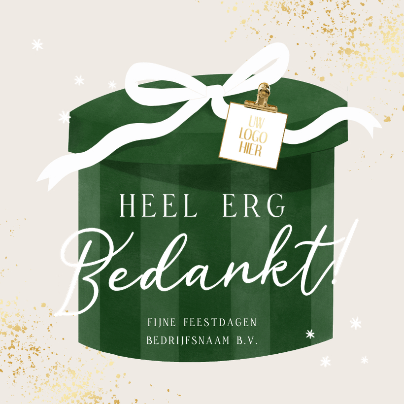 Zakelijke kerstkaart cadeau strik bedankt logo | Kaartje2go