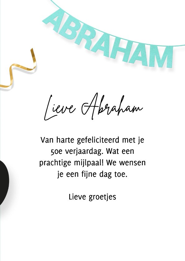 50 jaar verjaardagskaart Abraham man | Kaartje2go