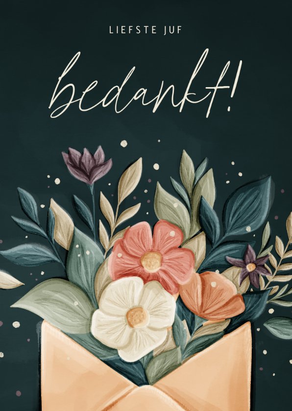 Bedankkaart envelop met bloemen | Kaartje2go