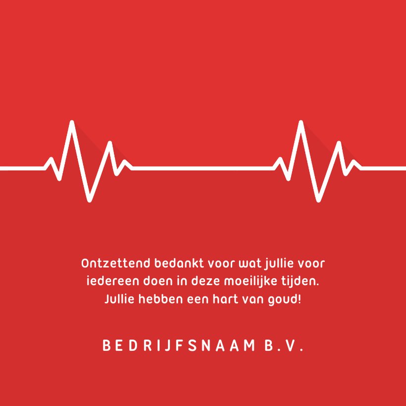 Bedankkaart hulpverleners hart met hartritme | Kaartje2go