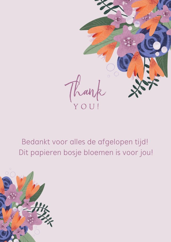 Bedankkaart met bos bloemen en thanks a bunch | Kaartje2go Bedankkaart met bos bloemen en thanks a bunch | Kaartje2go