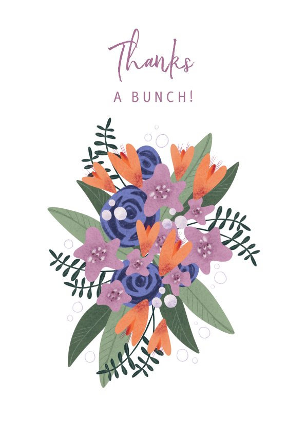 Bedankkaart met bos bloemen en thanks a bunch | Kaartje2go Bedankkaart met bos bloemen en thanks a bunch | Kaartje2go