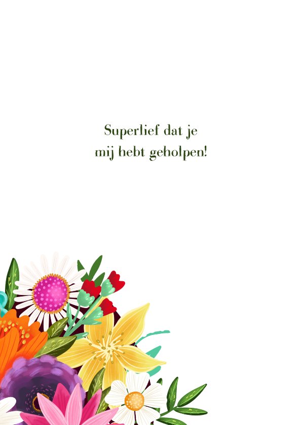 Bedankkaart met een boeket kleurrijke bloemen | Kaartje2go