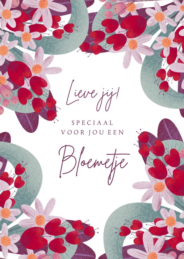 Bedankkaart met uitbundige bloemen | Kaartje2go