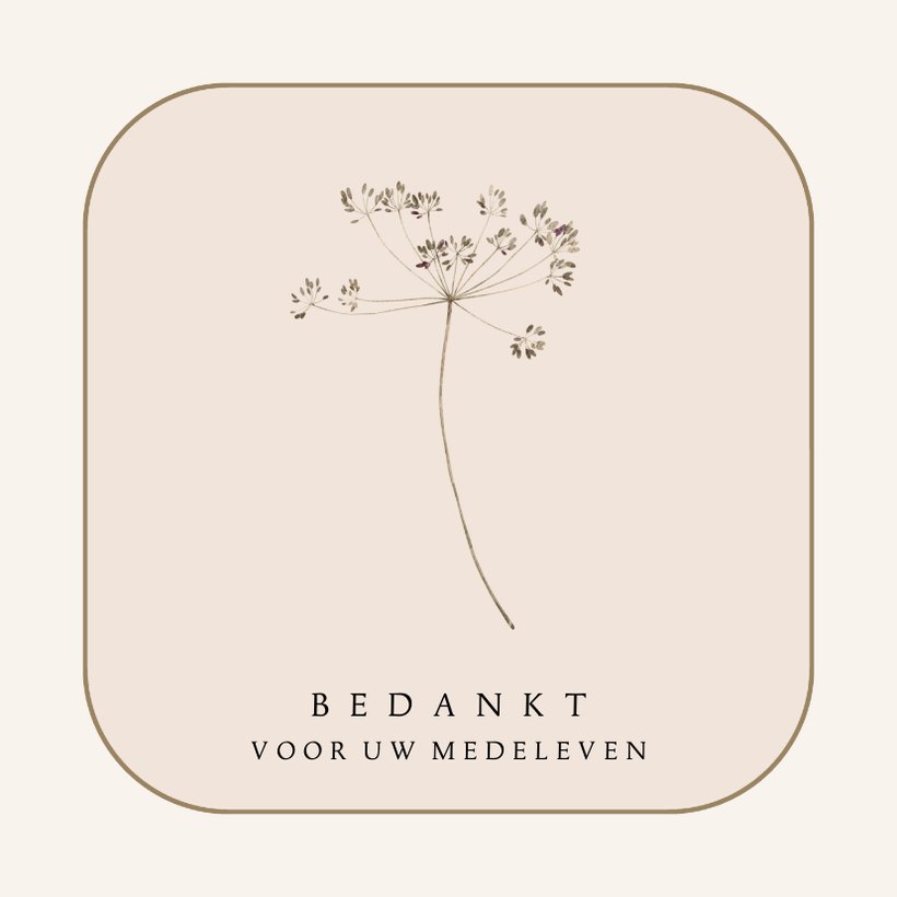 Bedankkaart na overlijden beige bereklauw | Kaartje2go