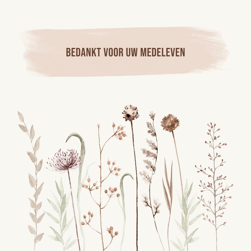 Bedankkaart na overlijden bloem nudekleuren | Kaartje2go