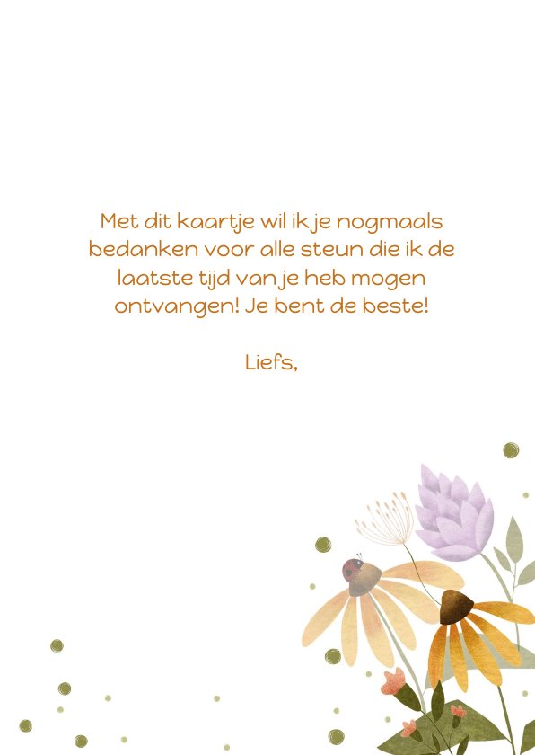 Bedankkaart thank you met bloemen | Kaartje2go