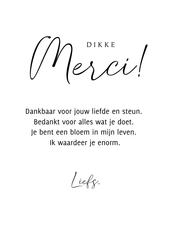 Bedankt bloemen envelop dikke merci | Kaartje2go