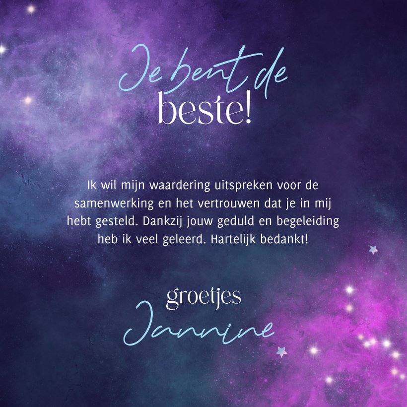 Bedankt topper stagebegeleider - Bedankkaartjes | Kaartje2go